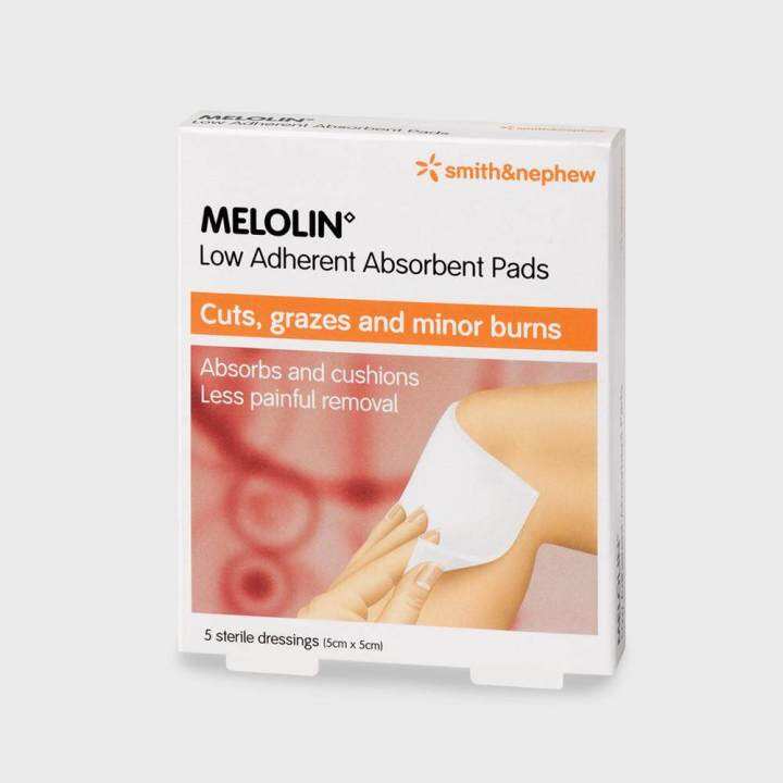SMITH & NEPHEW MELOLIN LOW ADHERENT ABSORBENT PADS 5cm x 5cm x 5's | Lazada