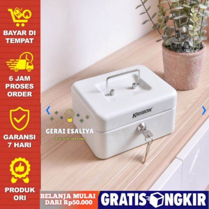 ACE Krisbow Cash Box Safe Box Kotak Uang Deposit Box 20 Cm - Putih ...
