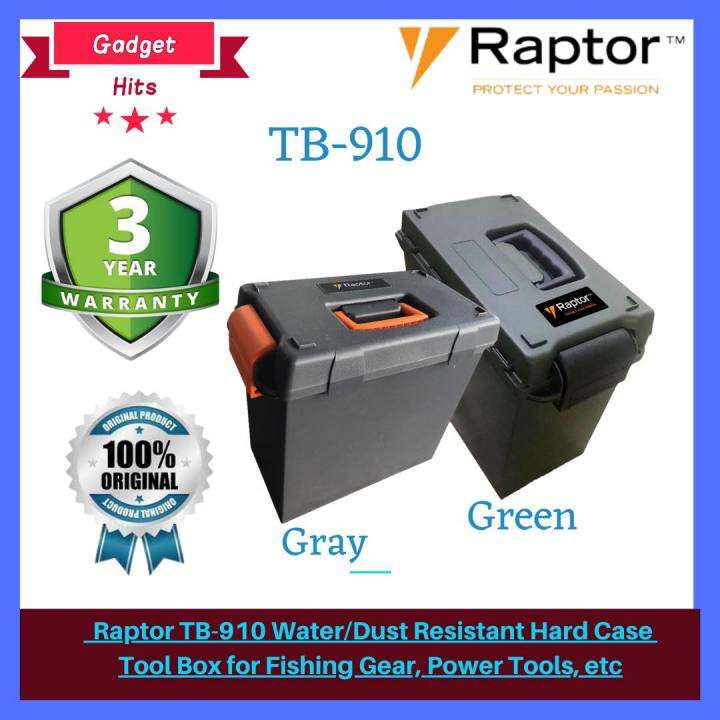 Raptor TB-910 Water/Dust Resistant Hard Case Tool Box for Fishing Gear ...
