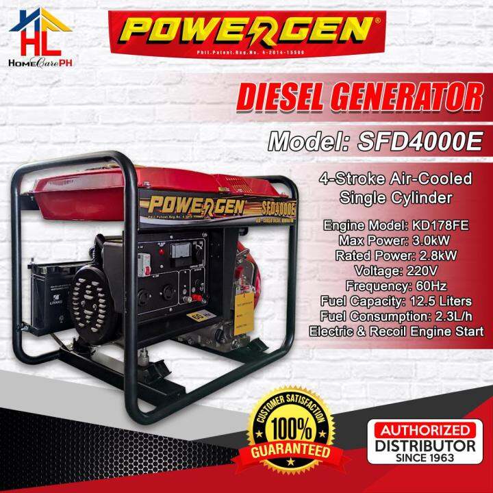 Powergen Diesel Generator SFD4000E (3000Watts) | Lazada PH