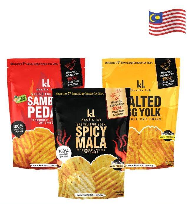 🇲🇾 Malaysia Kantin Lab Salted Egg Yolk Chips Series Spicy Mala/ Sambal ...