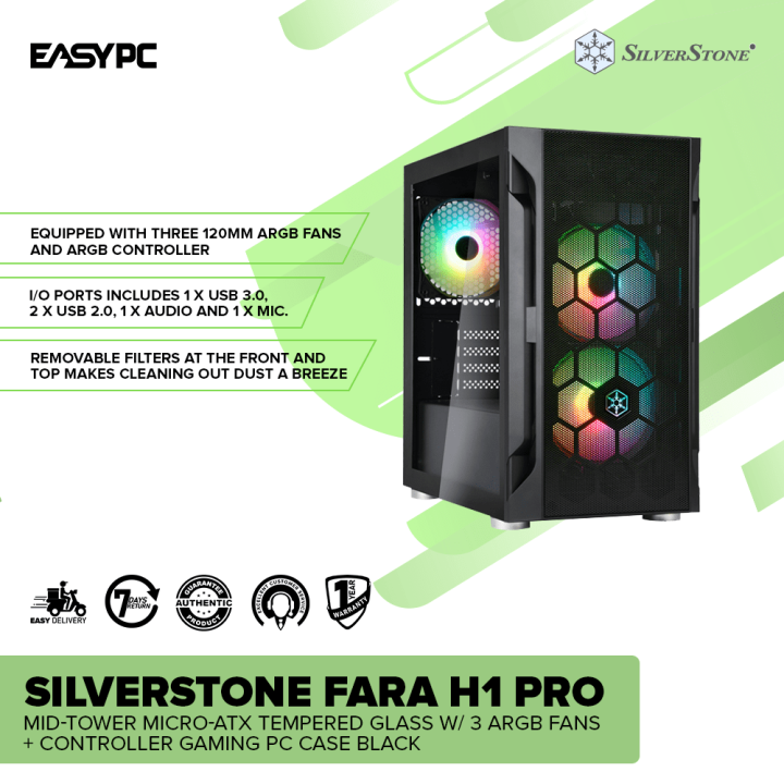 EasyPC | Silverstone FARA H1 PRO Mid-Tower Micro-ATX Tempered Glass ...