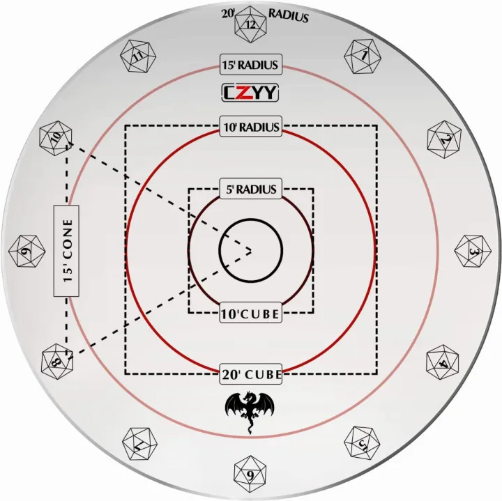 CZYY Spell AOE Damage Marker for 1" Grid or Hex Tabletop Game Mat ...