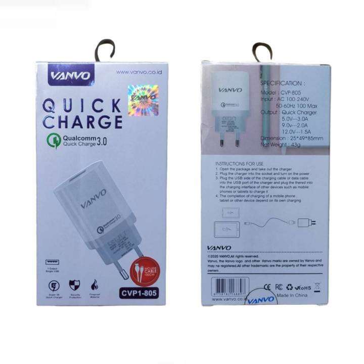 Travel Charger Vanvo CVP-805 Micro USB 3.0A Original 100% | Lazada ...