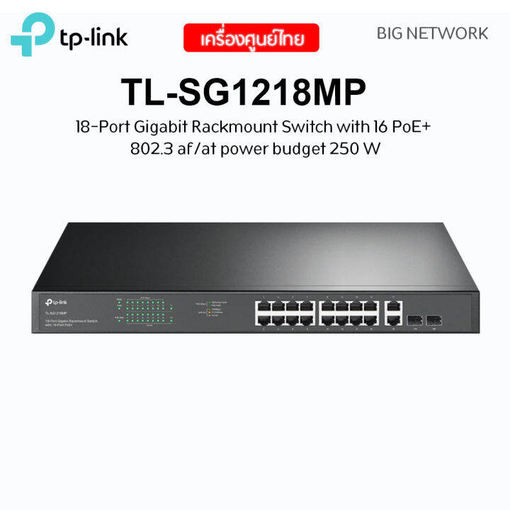TP-LINK TL-SG1218MP 18-Port Gigabit Rackmount Switch with 16 PoE+ ...