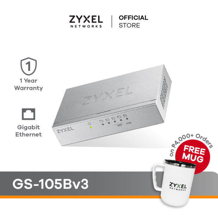 Zyxel GS-105Bv3 | 5 Port Desktop Gigabit Ethernet Switch - Metal ...
