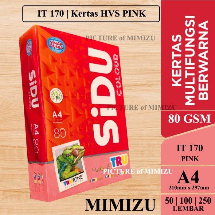 SIDU Kertas HVS Warna A4 80 Gsm IT 170 PINK (Merah Muda) | Lazada Indonesia