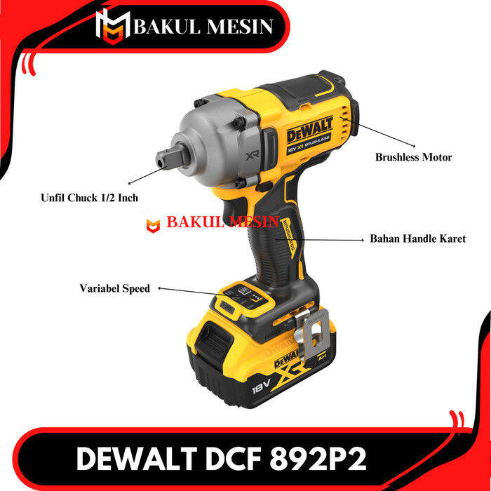 DEWALT DCF892 P2T Brushless Impact Wrench Mesin pembuka baut DCF 892 | Lazada Indonesia
