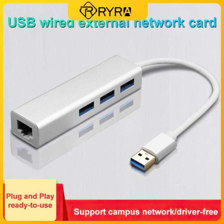 RYRA USB Ethernet With 3 Port USB HUB 3.0 RJ45 Lan Network Card USB To Ethernet Adapter For IOS ...