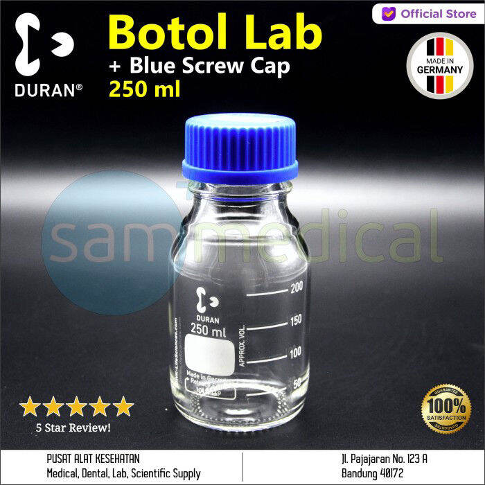 Schott Duran Botol Lab Lab Bottle + Screw cap Biru - 250 ml | Lazada ...