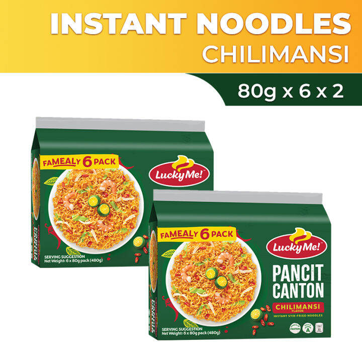 Lucky Me! Pancit Canton Instant Noodles Chilimansi Multipack 80g x 6 x2 ...