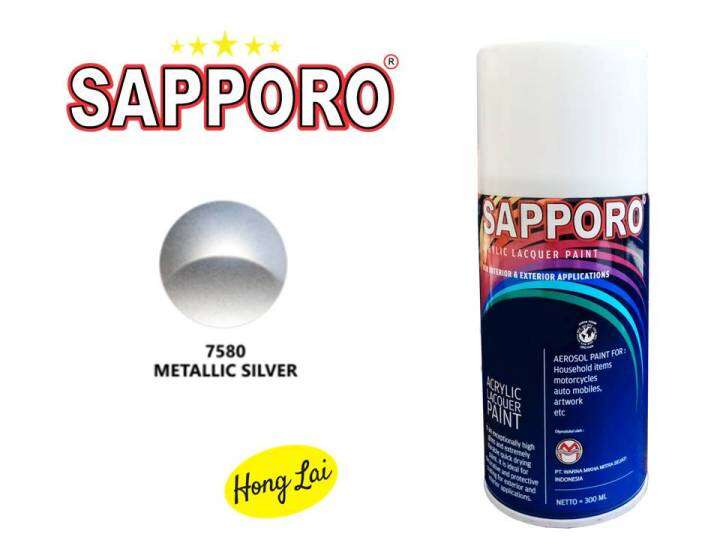SAPPORO SPRAY PAINT 7580 METALLIC SILVER 150ML AEROSOL SPRAY / PYLOX ...