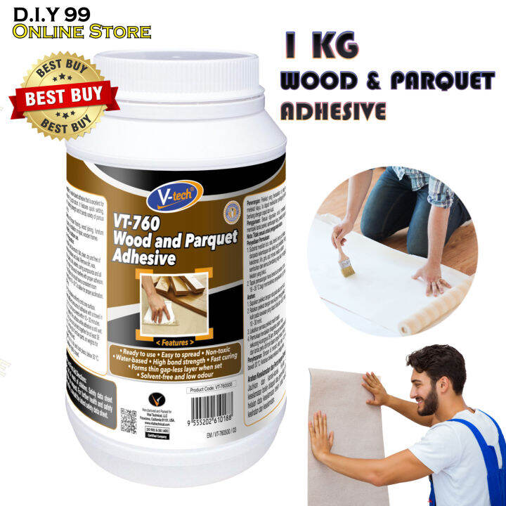 1 Liter V-tech 760 Wallpaper Glue Wood and Parquet Adhesive Strong Wood ...