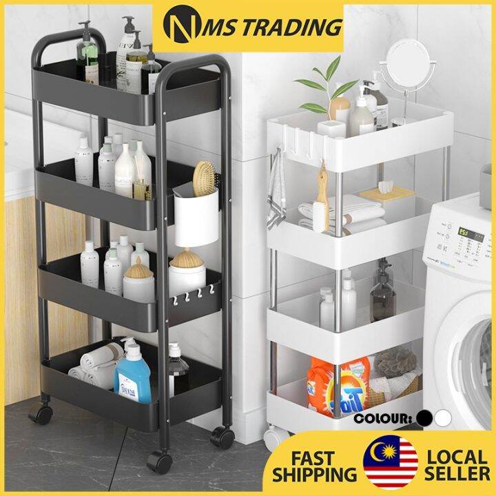 3 Tier Multifunction Storage Trolley Rack Office Shelves Home Kitchen ...
