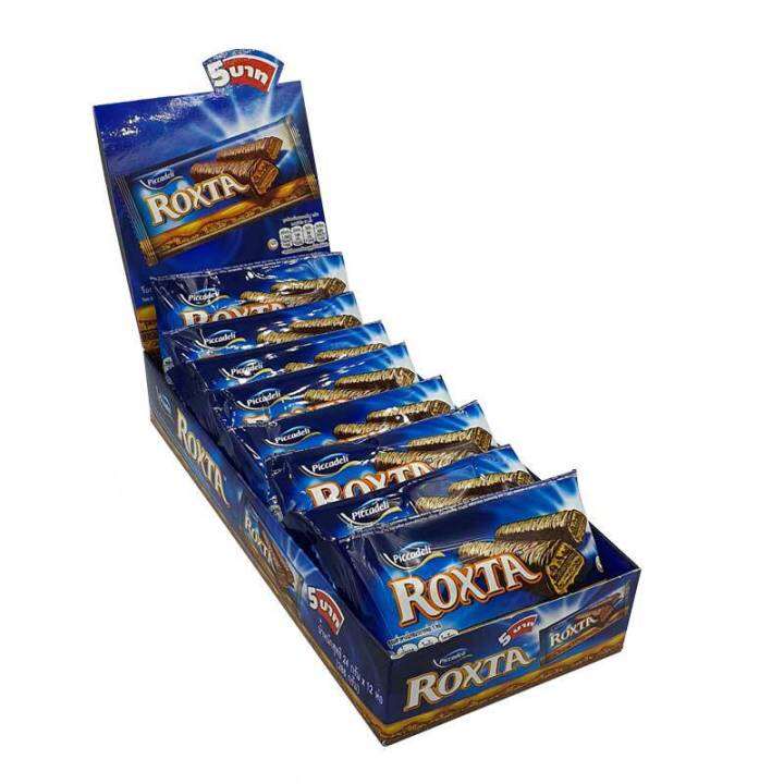 Roxta ร็อกซ์ตา ขนมรสช็อกโกแลตและคาราเมลสอดใส้เวเฟอร์ 1 กล่อง 12 ชิ้น | Lazada.co.th