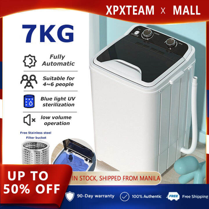 XPX Mini top-loading washing machines, 7KG large capacity Small single ...