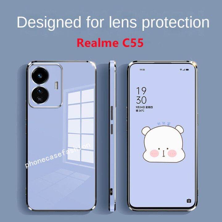 เคสนิ่มสำหรับ Realme C55 NFC 5G Real Me 2023ตะเข็บขอบตรงซิลิโคนนิ่มฝา ...