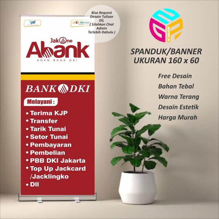 Spanduk/Banner Berdiri Agen Bank DKI 160 x 60 | Lazada Indonesia