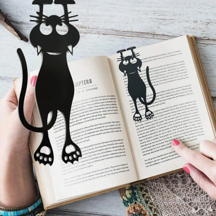 1PCS Black Cat Plastic Bookmark Envelope Sign Hollow 3D Bookmarks Out ...