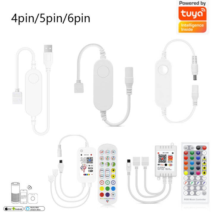 Tuya Wifi LED Controller DC5V 12V 24V 5050 RGBRGBWRGBCCT Led Strip ...