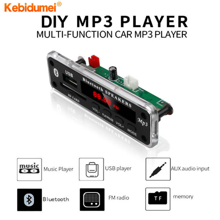 Kebidumei Bluetooth MP3 WMA Decoder DC 5V-12V LCD Display Module ...