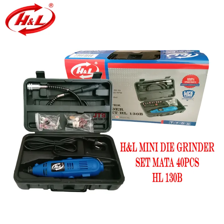 H&L Mesin Mini Die Grinder 3mm Set Mata 40 Pcs Grinda Bor Gantung ...