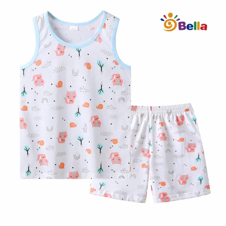 kids terno for girls set Pure cotton sando Little Fox print 1-5 years ...