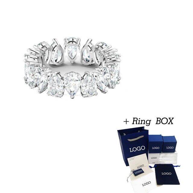 แหวน Swa แบบดั้งเดิม2023ชิ้นแหวนแฟชั่น1:1ประดับคริสตัลขนาดใหญ่สวยงาม ...