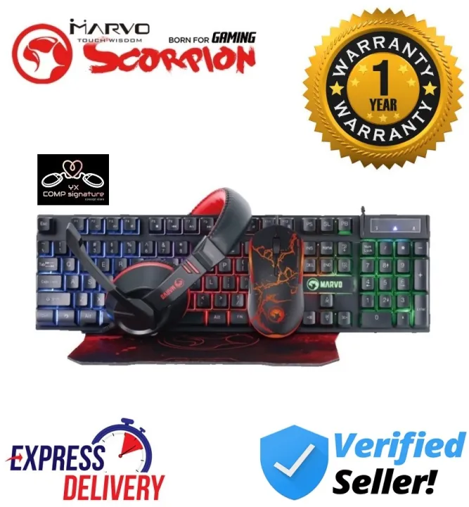 Marvo CM409 RGB 4-in-1 GAMING Combo set Mouse, Keyboard , Headphone ...