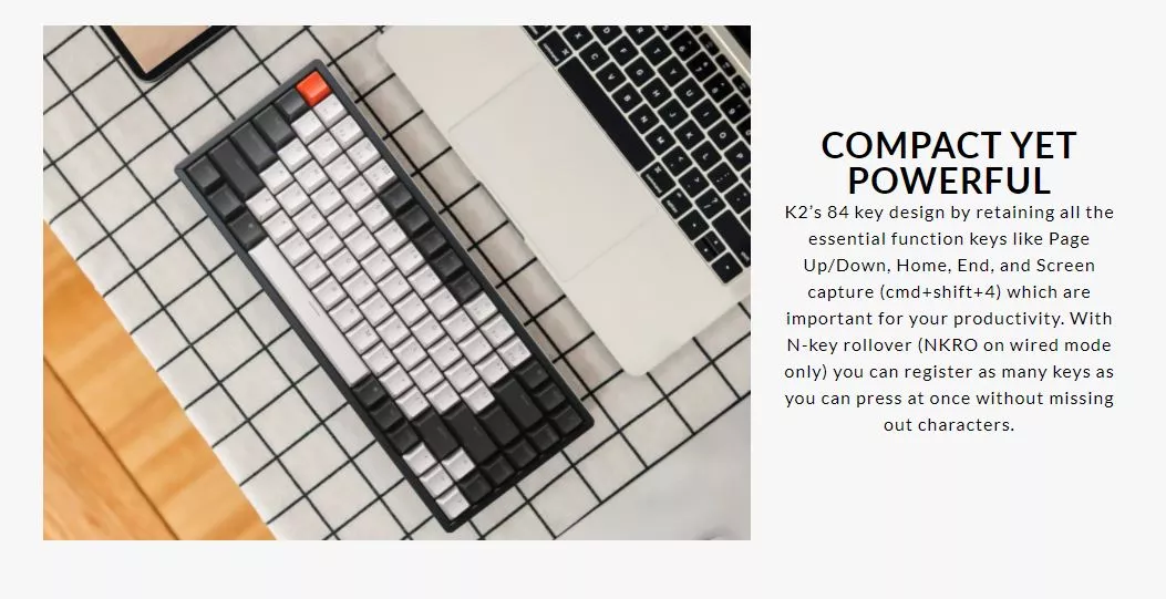 คีย์บอร์ดเครื่องกล K2 Keychron ดั้งเดิมสำหรับ Win/mac (เค้าโครง75%,มี ...