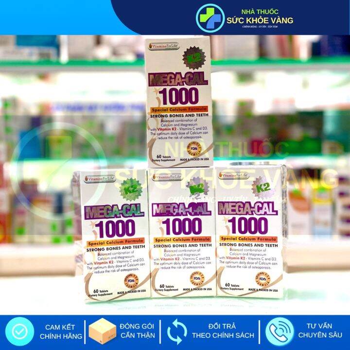 Mega Cal 1000 - Viên Uống Bổ Sung Canxi, Vitamin Cần Thiết, Giúp Xương ...