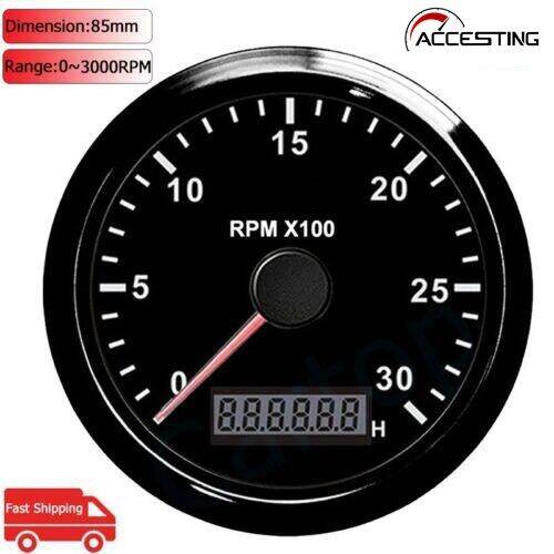 85mm 3000 RPM Tachometer Engine Tacho Gauge With LCD Hour Meter For ...