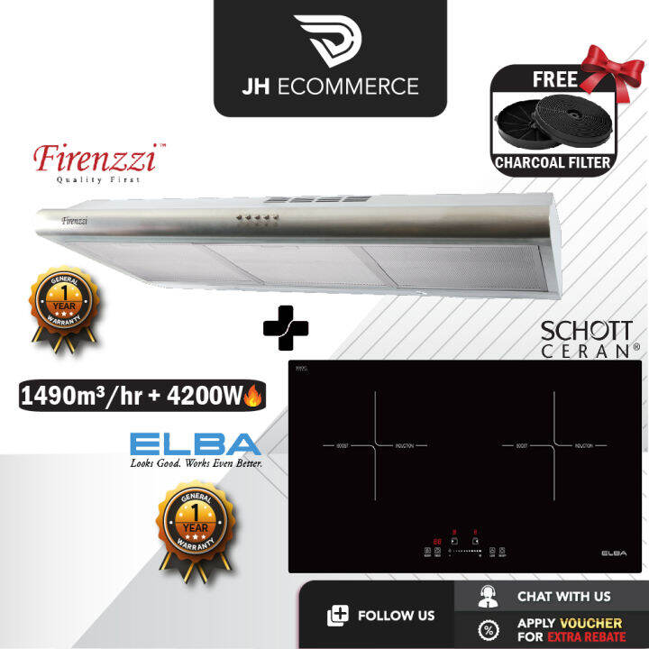 Firenzzi 1490m³/hr Stainless Steel Hood FH-902 XP/SS Combo w Electric ...