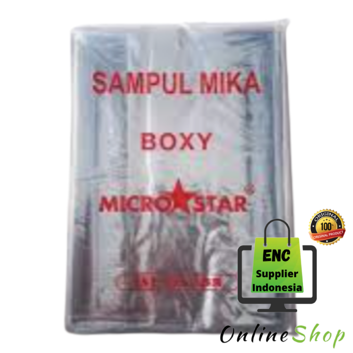 microstar boxy 60 lembar Sampul plastik mika tebal boxi buku tulis maxi opp bening per pak ...