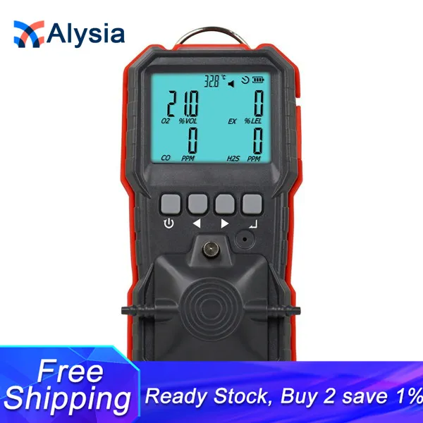 Compound Gas Monitor Multi Rechargeable 4 in 1 Digital Combustible O2 ...