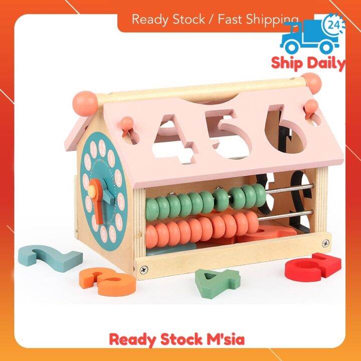 Wooden Numbers Shape Sorting House Shapes Sorter Kids Activity Cube ...