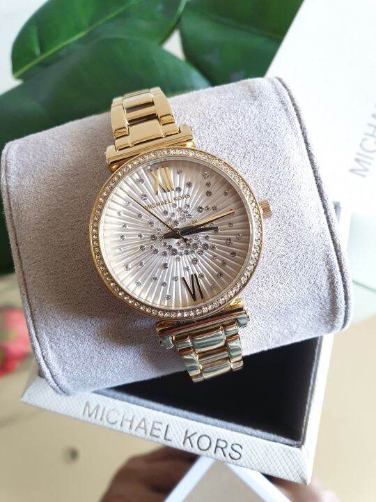 Original Michael Kors Womens Analog White Dial Quartz Gold Tone Watch ...
