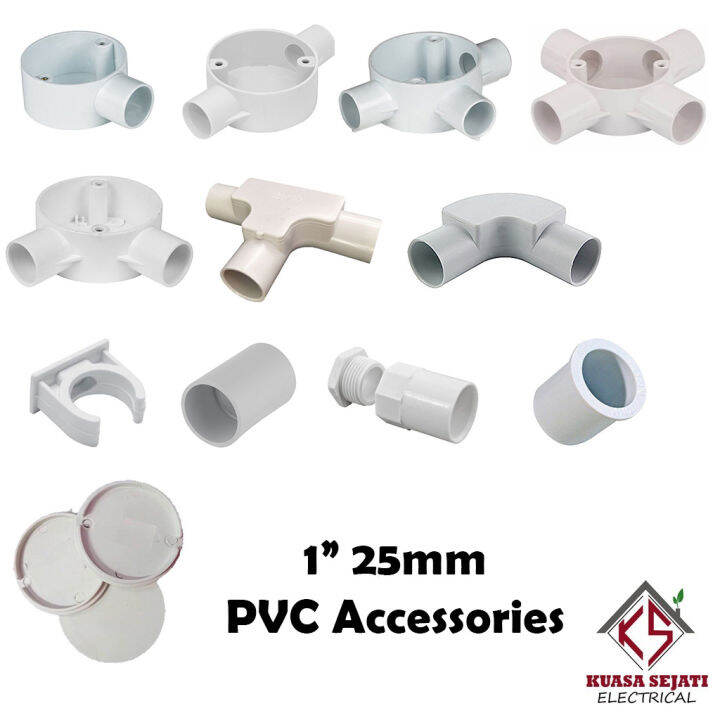 1" 25mm PVC Conduit Fitting Box Accessories - 1way, 2way, 3way, 4way, Clip Saddle, Coupling ...