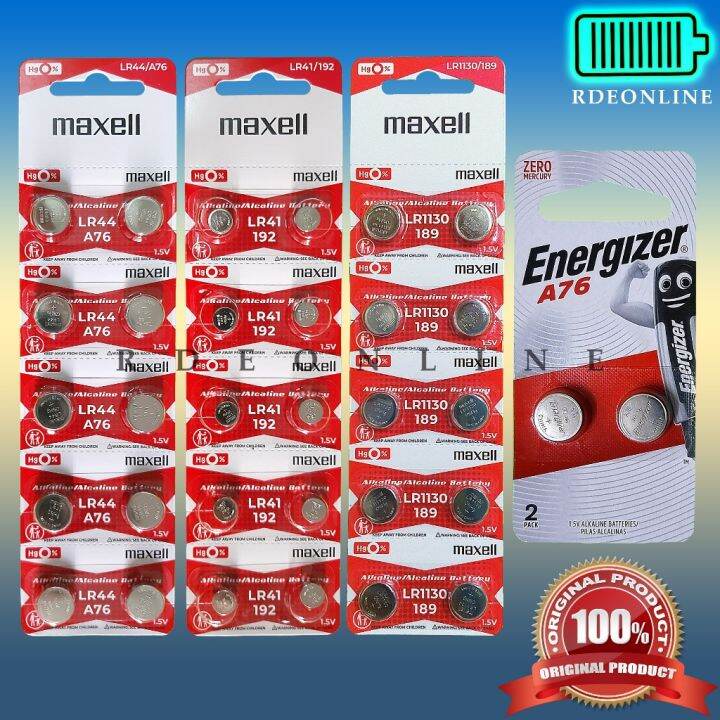 MAXELL / ENERGIZER LR44 (A76 /AG13) LR41 (192 AG3) LR1130 (189 AG10) ALKALINE BATTERY | Lazada PH