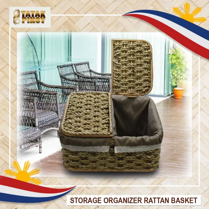 TATAK PINOY Rattan Basket Storage Baskets Shelf Organizer Container ...