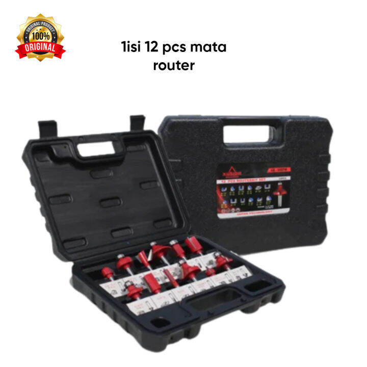 0RIGINAL Mata router kayu Profil Set 12 Pcs Router Bit Set 6 mm Kotak ...