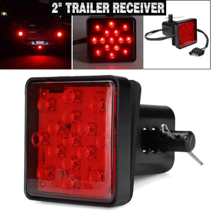 Smoked Lens 15-LED Brake Light Trailer Hitch Cover Fit Towing & Hauling ...