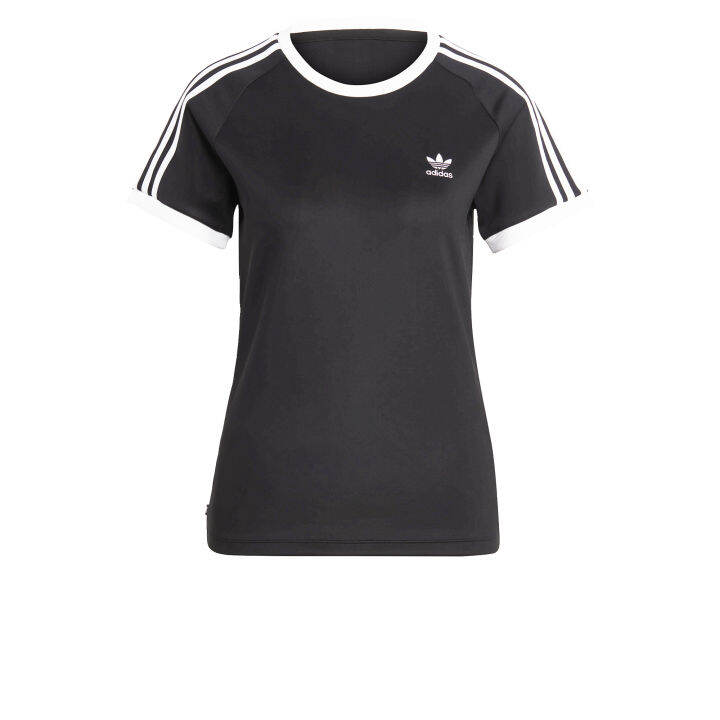adidas ไลฟ์สไตล์ เสื้อยืด Adicolor Classics Slim 3-Stripes ผู้หญิง สีดำ ...