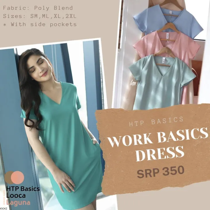 HTP Work Basics DRESS HTP BASICS Vneck Dress with side pockets | Lazada PH