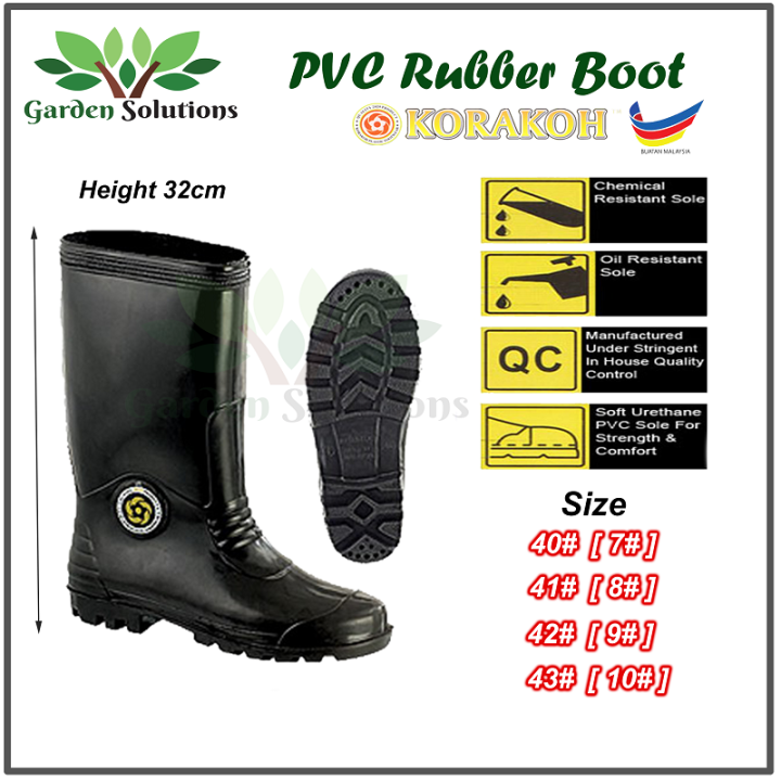 KORAKOH Original M6000 #6000 Black Safety Rubber Boot Kasut Getah Hitam ...