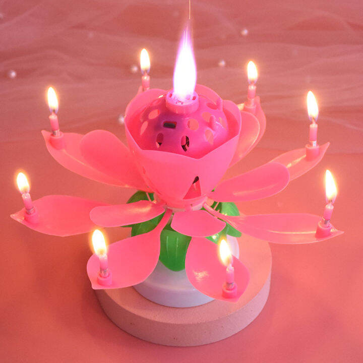 Authentic Magic Lotus Rotating Flower Candle BIG baking Birthday Party ...