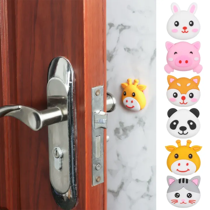 1Pcs Cute Silicone Wall Protector Door Handle Bumper Guard Stopper Self ...