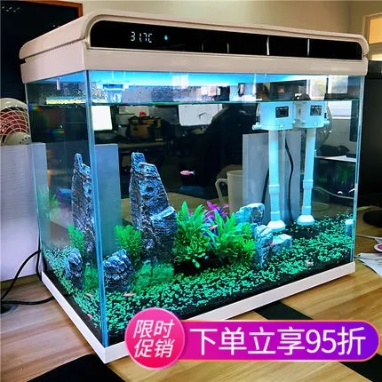 SUNSUN Living Room Super White Glass Small Fish Tank Lazy Ecological ...