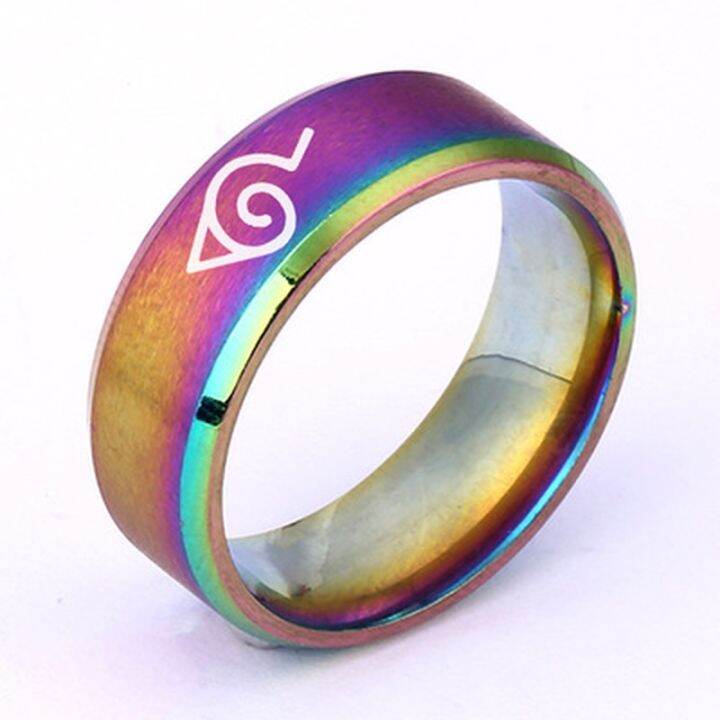 Anime Naruto Ring Uzumaki Sasuke Itachi Kakashi Ninja Titanium Steel ...