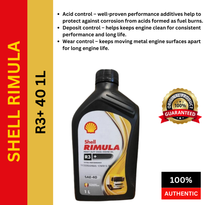550044565 Shell Rimula R3+ 40 1 Litre Shell Heavy Duty Diesel Engine ...